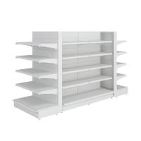 China Heavy Duty Cold Rolled Steel Supermarket Display Shelf with Adjustable Shelf Height and 140kg/layer Load Capacity for sale