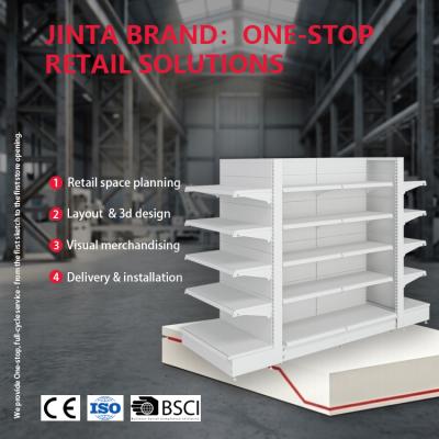 China Heavy Duty Cold Rolled Steel Supermarket Display Shelf with Adjustable Shelf Height and 140kg/layer Load Capacity for sale