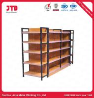 China Steel Q195 Wooden Gondola Shelving 1200mm 1800mm 5 Tier Storage Shelf for sale