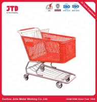 China 180L Plastic Trolley Basket ISO9001 Grocery Shopping Cart With Wheels for sale