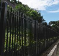 China Welded Galvanized Black Powder Coating Wrought Iron Fence /Ranch /Garden/Pool Steel Fencing with Flattened Spear for sale