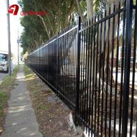 China 6FTX8Ft Black Powder Coated Steel Security Garrison Fence Steel Fence for sale
