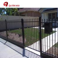 China Powder Coated Security Wholesale Exterior Fences Durable Public Industrial Security Wrought Iron Railing Carbon Steel Metal 1.8m for sale