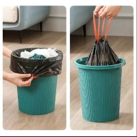 China Embossed Kitchen Trash Bags with Tie Tape Drawstring Handles 5-50 mic Thickness for sale