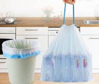 China Custom Portable Garbage Bag with Thick Drawstring 730x840mm HDPE LDPE Flexo Printed for sale