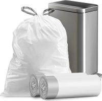 China Custom Order Trash Bags Drawstring Strong Medium Kitchen Garbage Bag White Trash Can Liners for sale