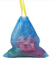 China Embossed HDPE Drawstring Kitchen Trash Bags 30L 50 Mic on Roll for Commercial Use for sale