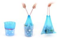 China Embossed HDPE Drawstring Kitchen Trash Bags 30L 50 Mic on Roll for Commercial Use for sale