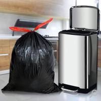 China Embossed HDPE Drawstring Kitchen Trash Bags 30L 50 Mic on Roll for Commercial Use for sale