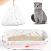 China Custom Order Accepted Jumbo Kitty Litter Box Liners with Drawstring Closure in Beige for sale