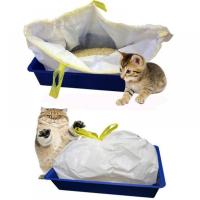 China Custom Order Accepted Jumbo Kitty Litter Box Liners with Drawstring Closure in Beige for sale