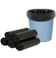 China HDPE LDPE Sealing Handle Heat Seal Disposable Black Bin Bags 500x600mm 5-25mic for sale