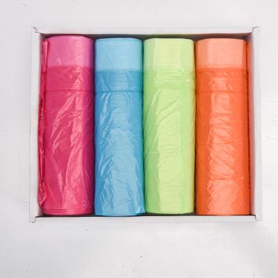China Custom Plastic Bag Roll Packaging Hand Held Pull Rope Drawstring Garbage Bag 450x500mm for sale