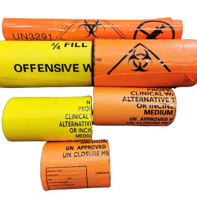 China Customized PE Medical Biohazard Waste Bags 730x840mm Thickness 5-100 Mic for Hospital for sale