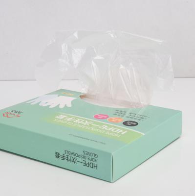 China Thick HDPE Clear Plastic Disposable Gloves 20 Micron Food Service Kitchen Waterproof Household for sale