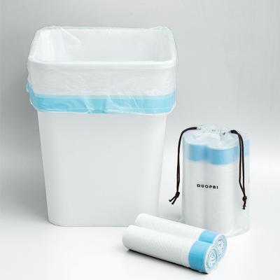 China OK Compost Certified Drawstring Plastic Trash Bag On Roll Eco Friendly Waste Disposal for sale