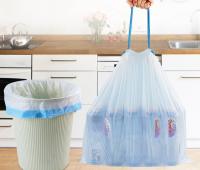 China OK Compost Certified Drawstring Plastic Trash Bag On Roll Eco Friendly Waste Disposal for sale