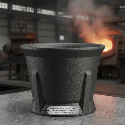 China Silicon Carbide Graphite Crucible Low Porosity High Thermal Conductivity for Metal Melting for sale