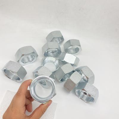 China 2 Carbon Steel Retaining Nuts Adapter Hydraulic Fittings for sale