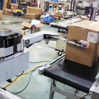 China Swing Tamp Carton Labeling Printer Applicator 300dpi 6-10ips Thermal Transfer for sale