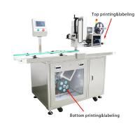 China Automatic Top and Bottom Labeling Machine with Zebra ZE500 Printer 300dpi 6-10ips for sale