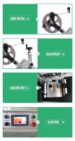 China Automatic Flat Sticker Labeling Machine for Bags Pouch Cards Label Size 10-140mm OD 300mm for sale