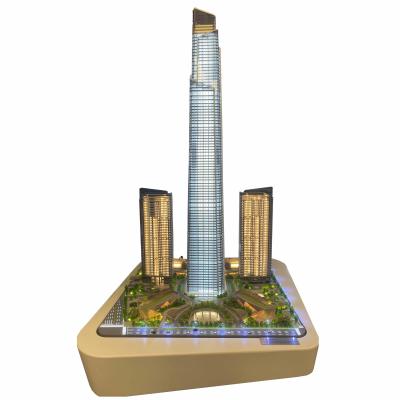 China Custom High Precision Architectural Scale Model Modern Commercial Tower with LED Lighting 1:50 1:100 Scale for sale