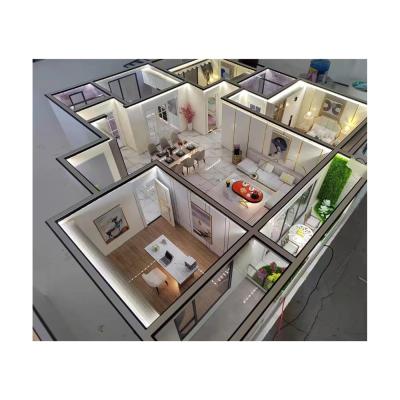 China 1:25 Scale LED Lighting Architectural Interior Model with Detailed Furniture Layout for Design Presentations for sale