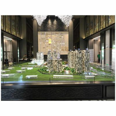 China Modern Architectural Model Office Building Scale Model 1:100 with LED Lighting and Riverfront Design for Urban Planning for sale