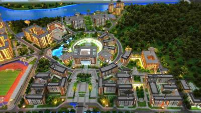 China 1:150 Scale University Campus Architectural Model with LED Lighting - Complete Masterplan Layout for Educational Infrastructure Visualization for sale