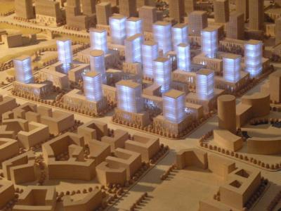 China 1:500 Scale Architectural Model of Modern Urban Complex with LED Lighting - 120×80×30 cm Display for sale