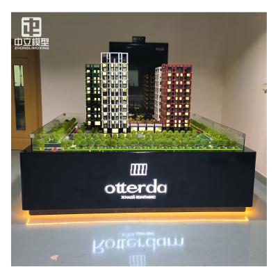 China Custom 1:250 Scale High-End Apartment Architectural Model with LED Lighting for Real Estate Marketing for sale