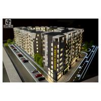 China Custom 1:100 Scale Luxury High Rise Apartment Tower Architectural Model with Illuminated LED Facade for sale