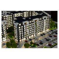China Custom 1:100 Scale Luxury High Rise Apartment Tower Architectural Model with Illuminated LED Facade for sale