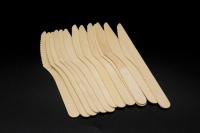 China Hotel Restaurant Bamboo Knives Forks And Spoons Set Long 168mm Natural Color for sale