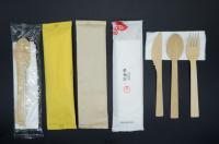 China Hotel Restaurant Bamboo Knives Forks And Spoons Set Long 168mm Natural Color for sale