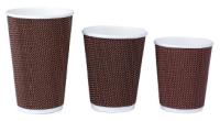 China Printed Biodegradable Disposable Paper Coffee Cup Corrugated Triple Layers for sale