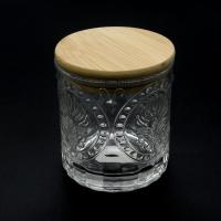 China Candy Bamboo Glass Jars 1500ml Transparent Glass Canister With Bamboo Lid for sale