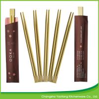 China Nature 21cm Disposable Twin Bamboo Chopsticks; Open Paper Packing for sale