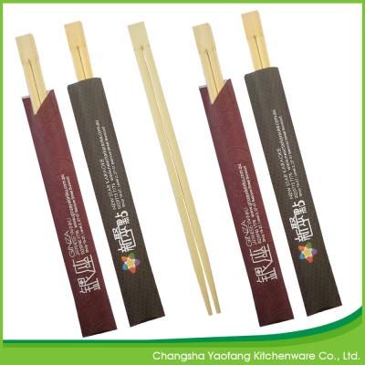 China 24cm Twins Custom Logo Disposable Bamboo Chopsticks Semi Closed Paper Packing for sale