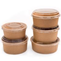 China Round Salad Craft Paper Bowls 700ml Single Wall Customized With Lids for sale