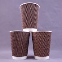 China Triple Layers Corrugated Disposable Paper Coffee Cup 12Oz customized for sale