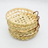 China Single Ear Round Bamboo Woven Basket Washable 155*30mm customized for sale