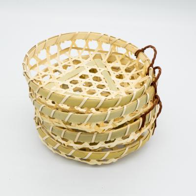 China Single Ear Round Bamboo Woven Basket Washable 155*30mm customized for sale