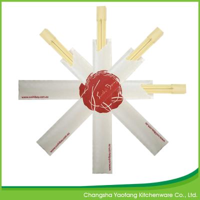 China 24 cm Sushi Chopsticks, Disposable Twins Bamboo Chopsticks ; Open Paper Packing for sale