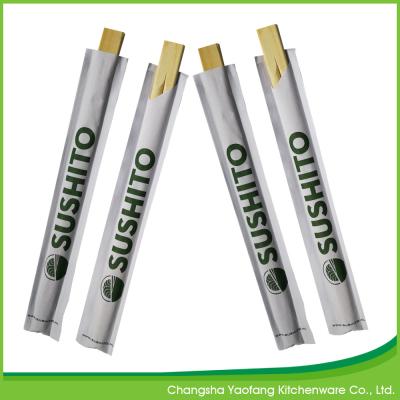 China Twins 21cm Disposable Natural Bamboo Chopsticks Open Paper Packing for sale