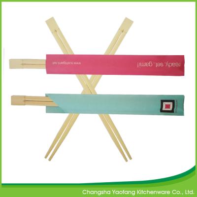 China Bamboo 24cm Twins Custom Chop Sticks Biodegradable Sushi Open Paper Packing for sale