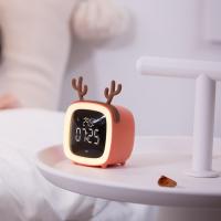 China Modern Cute Kids Quartz Alarm Clock with Night Light Digital Bedside Clock Inspired by TV Bedroom Design for sale