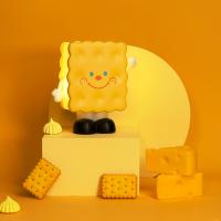 China Wireless Rechargeable Touch Sensor Color-Changing Led Cute Biscuit Bedroom Night Light for sale