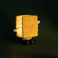 China Wireless Rechargeable Touch Sensor Color-Changing Led Cute Biscuit Bedroom Night Light for sale